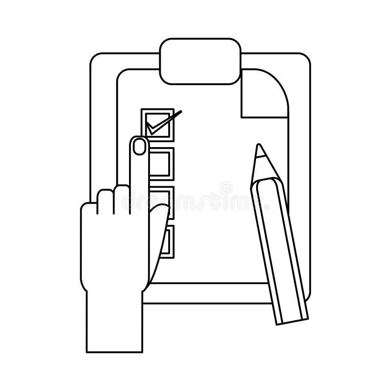 Tasks on Clipboard in Black and White Stock Vector - Illustration of ...