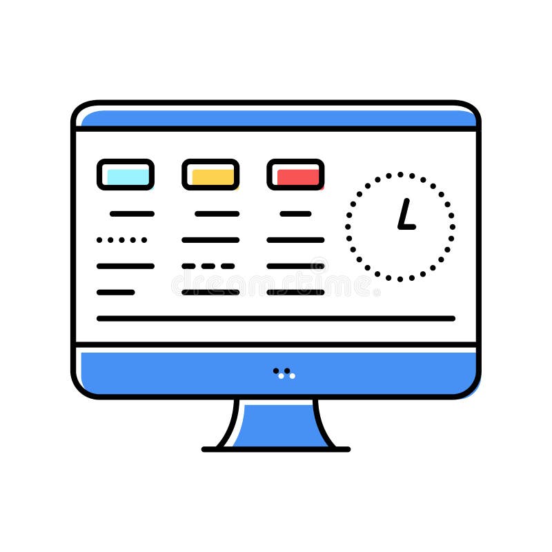 Tasks on Computer Screen Color Icon Vector Illustration Stock ...