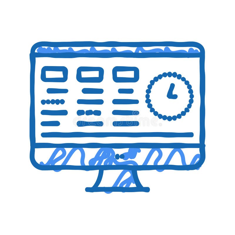 Tasks on Computer Screen Icon Doodle Illustration Stock Illustration ...