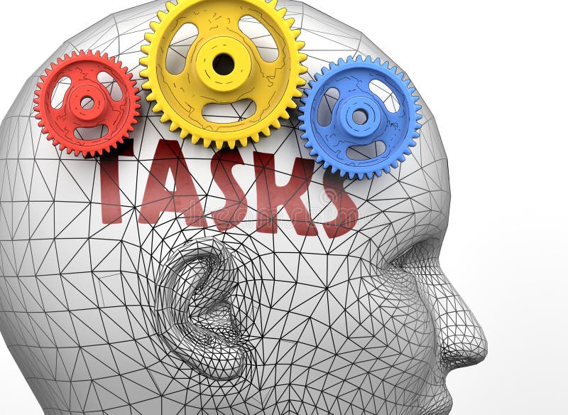 Tasks And Human Mind Pictured As Word Tasks Inside A Head To