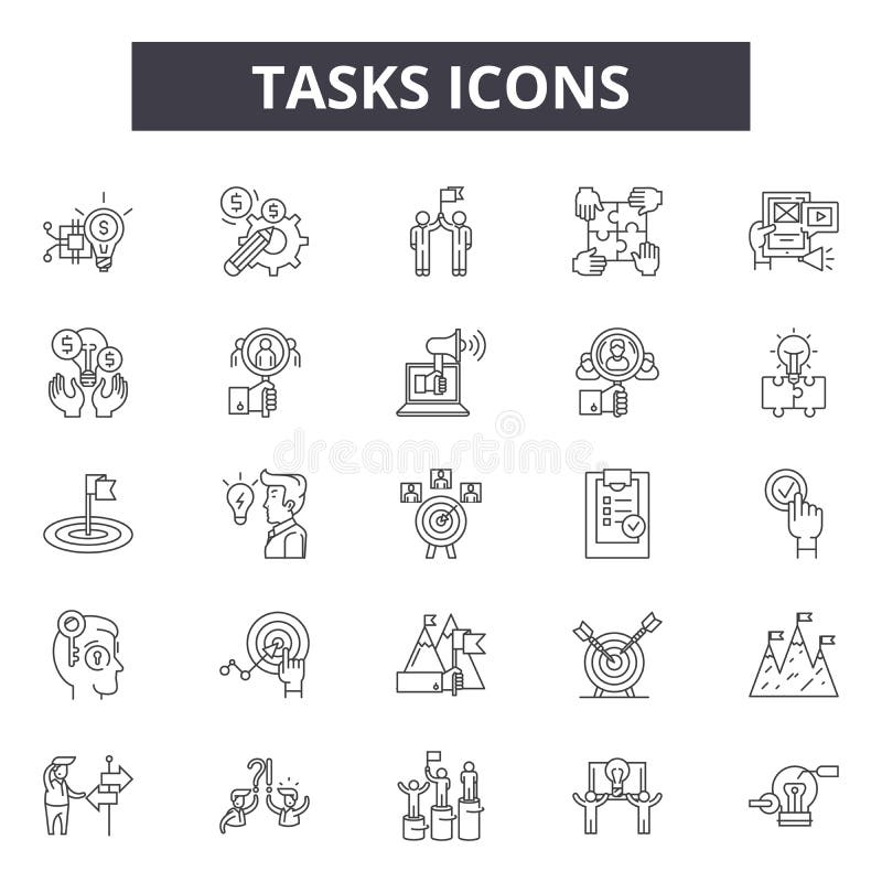 Tasks Line Icons, Signs, Vector Set, Outline Illustration Concept Stock ...