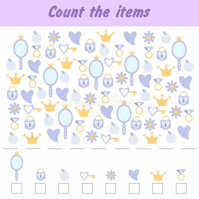Tasks for Preschool Education. Count the Items Stock Vector ...
