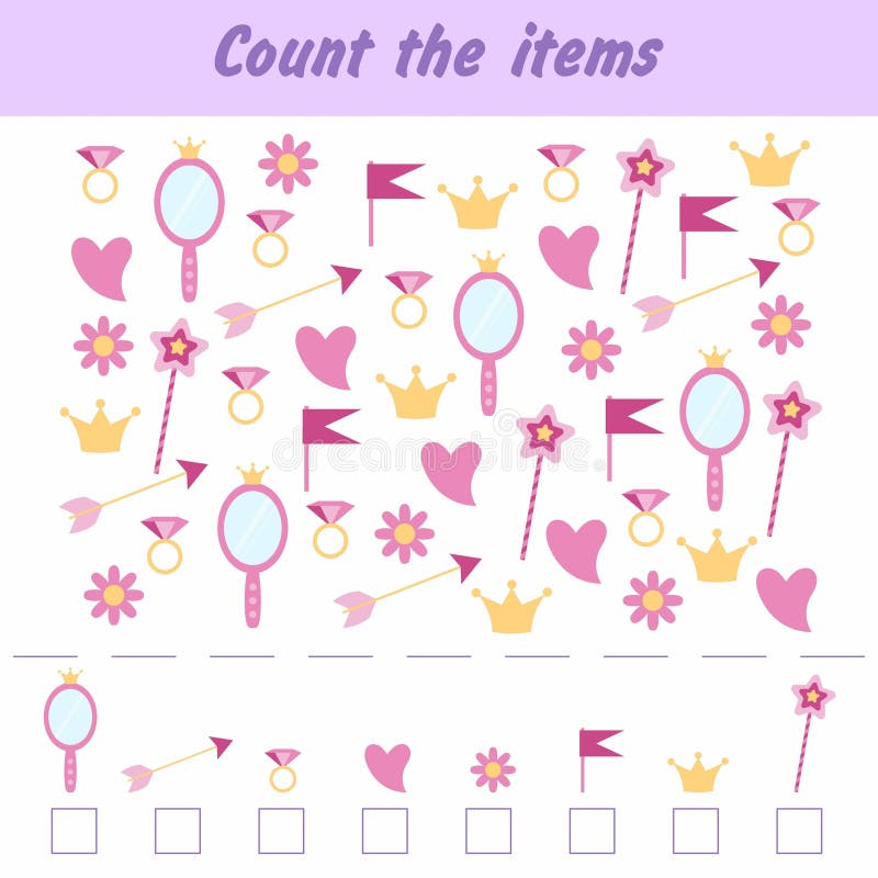Tasks for Preschool Education. Count the Items. Game for Childre. Stock ...