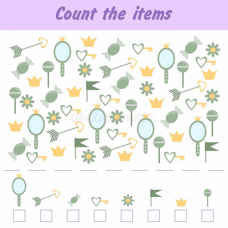 Tasks for Preschool Education. Count the Items. Game for Children ...