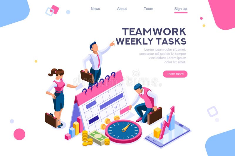 Tasks Schedule Week Clock Concept Stock Vector - Illustration of ...