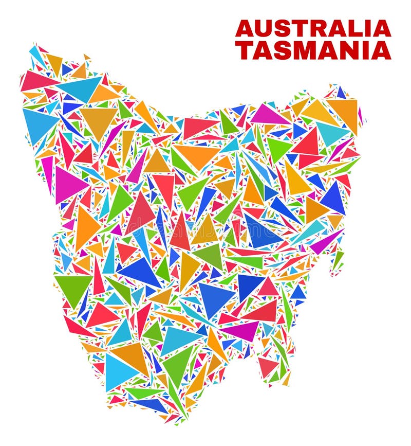 Tasmania Island Map - Mosaic of Color Triangles Stock Vector ...