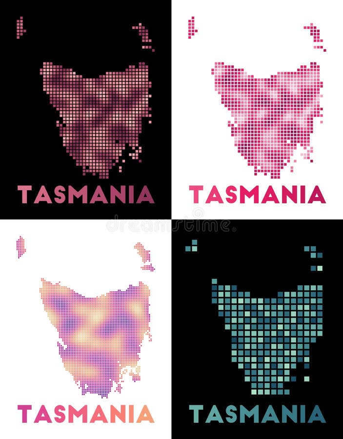 Tasmania National Vector Drawing Map on White Background Stock Vector ...