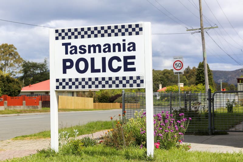 Tasmania Police sign editorial stock image. Image of officer - 81334159