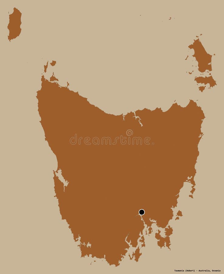 Tasmania, State Of Australia, On Solid. Relief Stock Illustration ...
