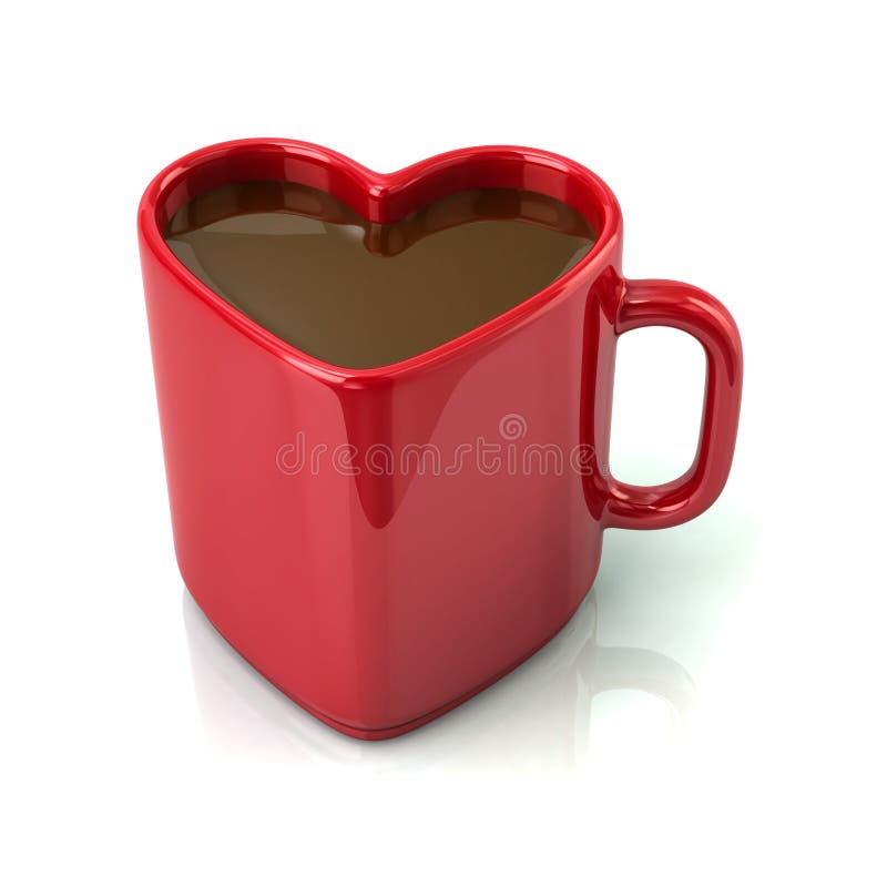 Tasse De Café En Forme De Coeur Rouge Illustration Stock - Illustration ...