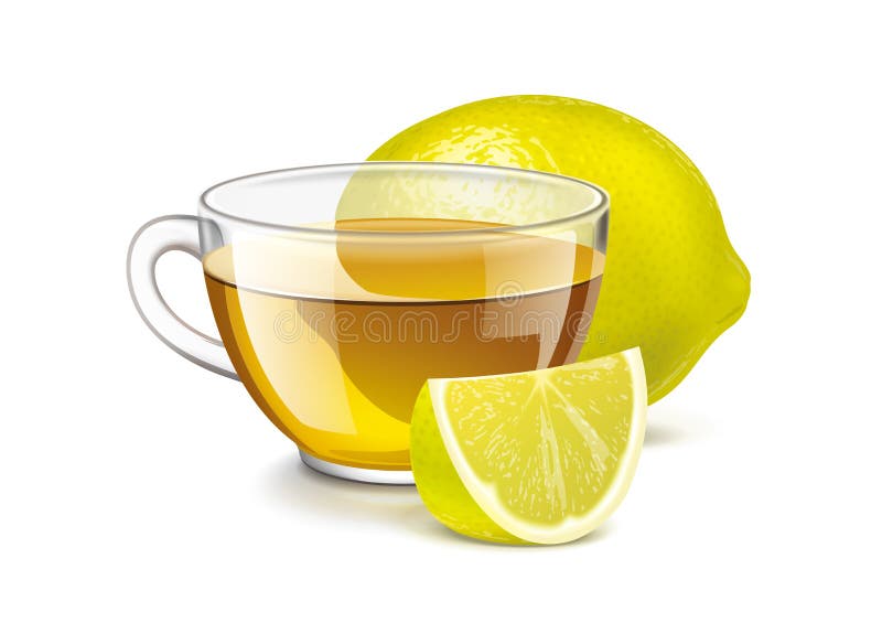 Tasse Tee mit Zitrone vektor abbildung. Illustration von keramisch ...
