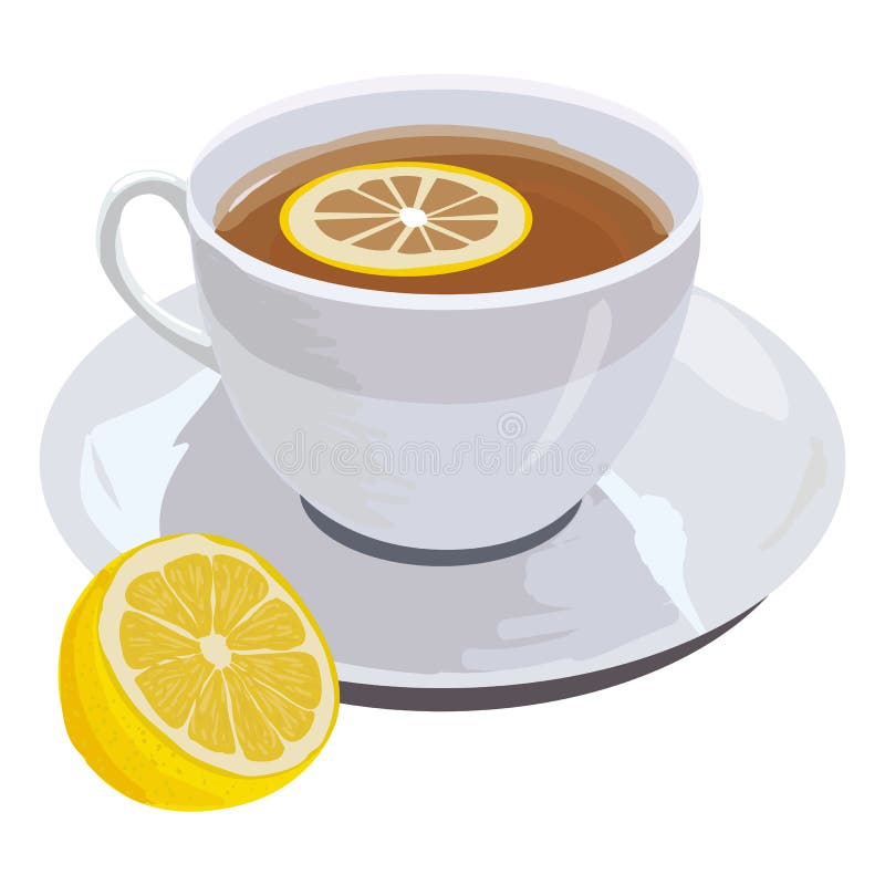 Tasse Tee mit Zitrone vektor abbildung. Illustration von ...