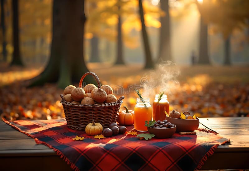 Taste of Autumn, Table with Fruits and Nuts from Autumn Stock ...