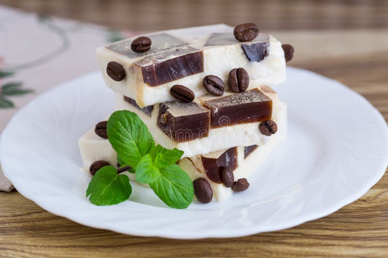The Taste of Coffee Jelly Paired with Milk Jelly Stock Photo - Image of ...