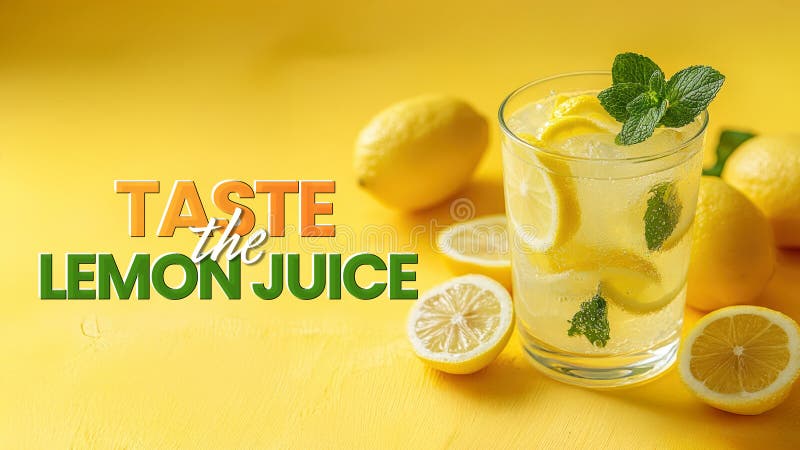 Taste the Lemon Juice Summer Drink Advertising Banner. Stock ...