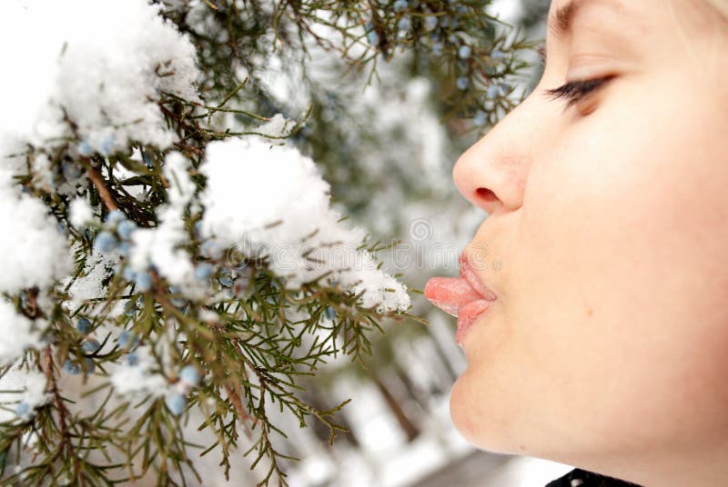 Taste of snow stock photo. Image of nature, head, christmas - 17695768