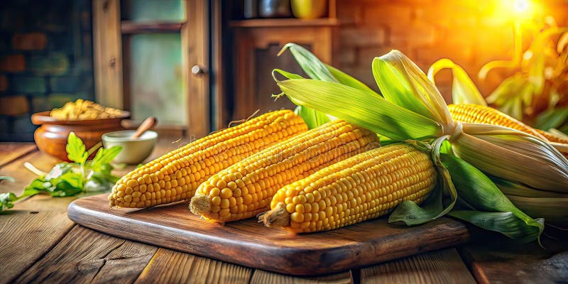 A Taste of Summer Fresh Corn on the Cob Captured in a Rustic ...