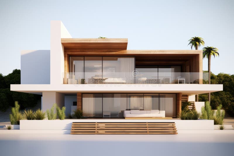 Tasteful Modern Sunny House. Generate Ai Stock Photo - Image of ...