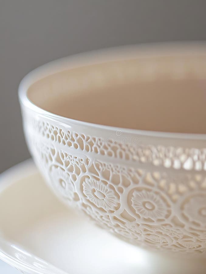 A Tastefully Displayed Hand-carved Bone China Pattern on a White ...