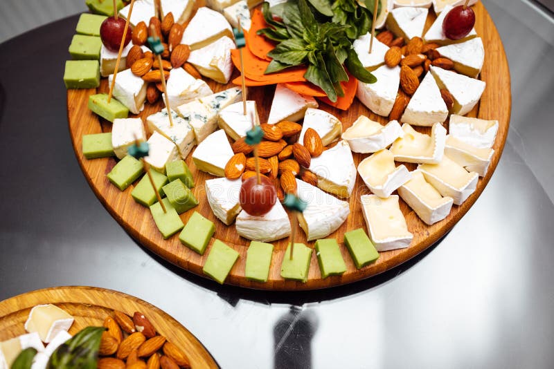 Tasting Cheese Dish . Delicious Cheese on the Table. Table Setting at a ...