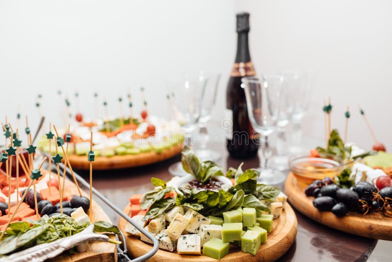 Tasting Cheese Dish . Delicious Cheese on the Table. Table Setting at a ...