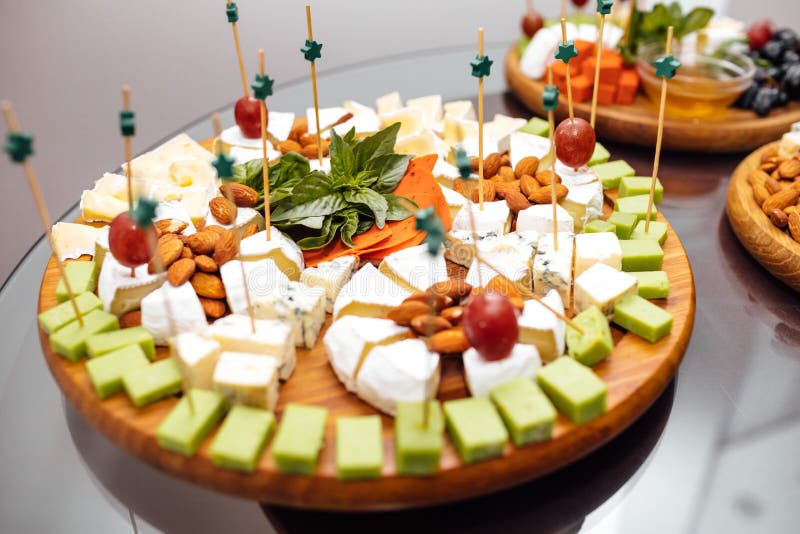 Tasting Cheese Dish . Delicious Cheese on the Table. Table Setting at a ...