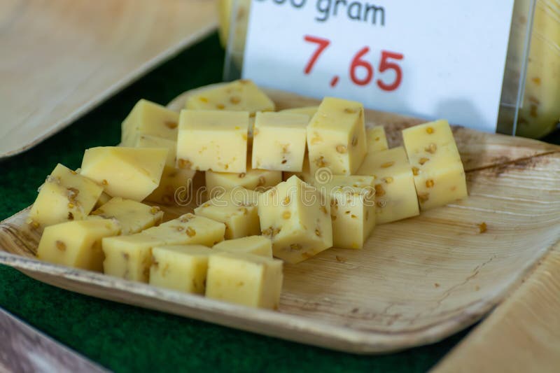 Tasting of Cheeses in Dutch Cheese Farm Shop Stock Image - Image of ...