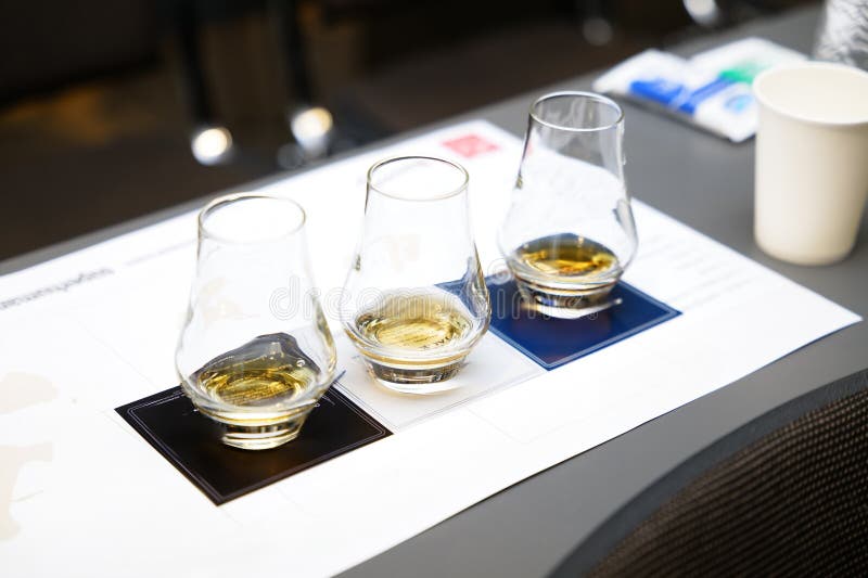 Tasting Experience with Multiple Whisky Samples at a Cozy Venue Stock ...