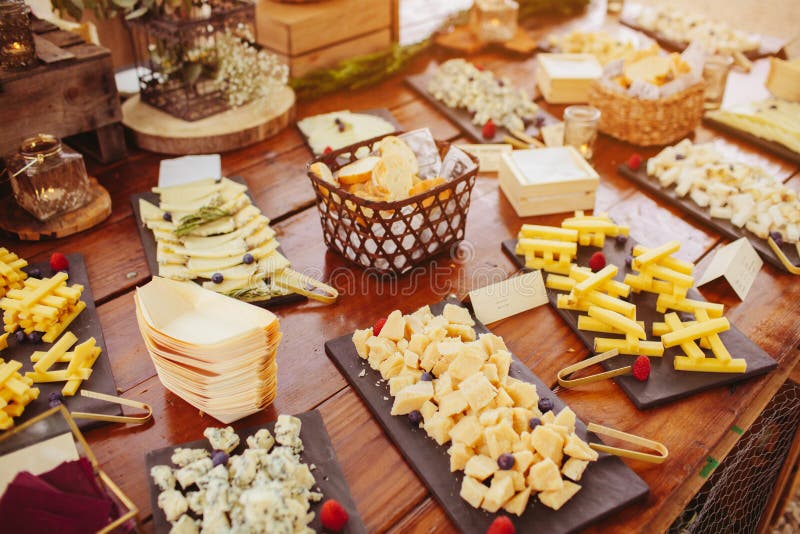 Tasting of Various Types of Cheese during a Cocktail Stock Photo ...