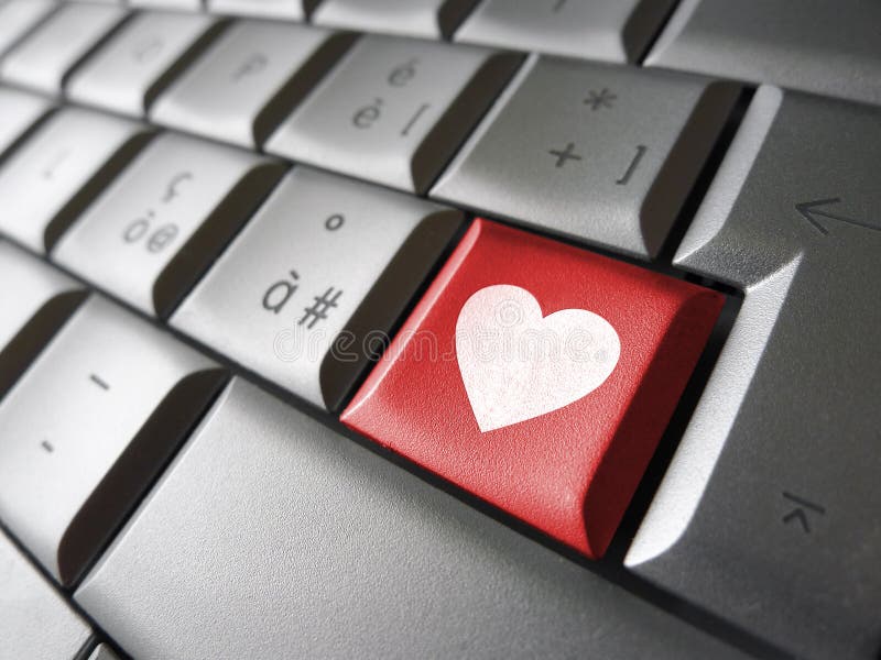 Icona Del Cuore Sul Tasto Del Computer Rosa Che Mostra Amore E ...