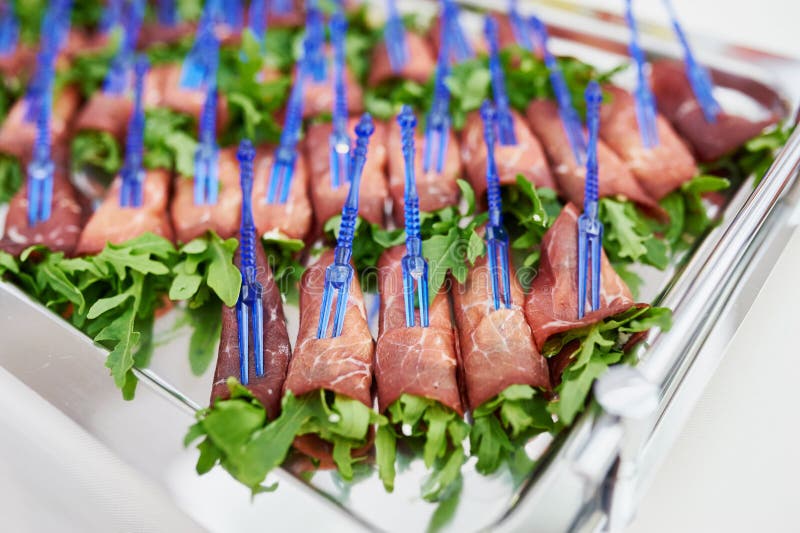 Tasty appetizer ham stock image. Image of chips, dinner - 54724221