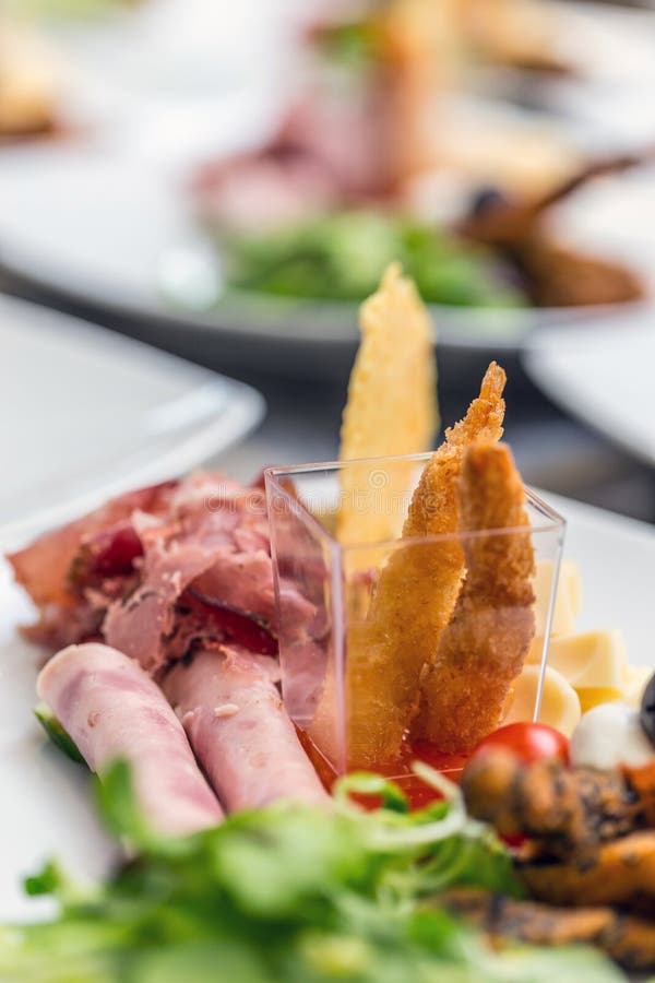 Appetizer Plate with a Meat Selection. Sliced Baked Ham Stock Image ...