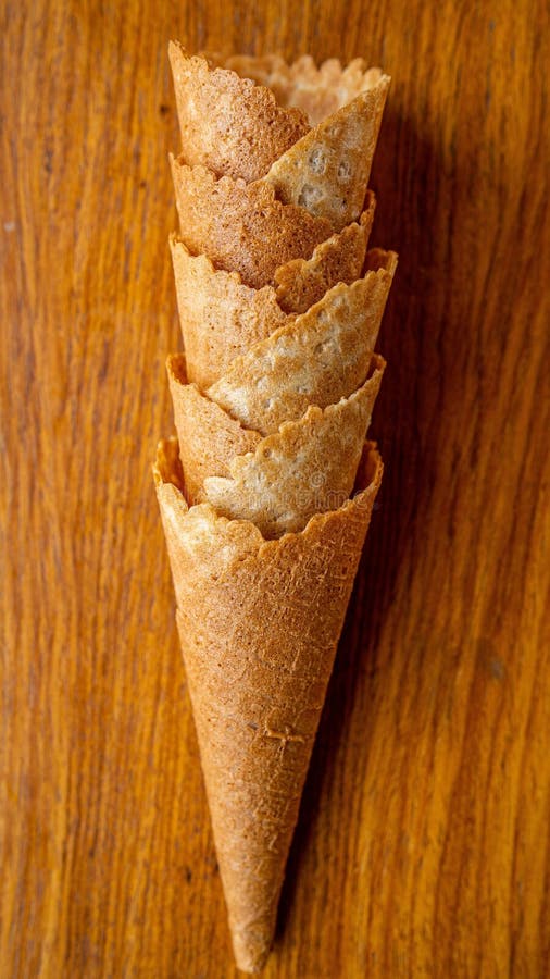 Tasty Array Cones Set Atop a Rustic Wooden Surface Stock Image - Image ...