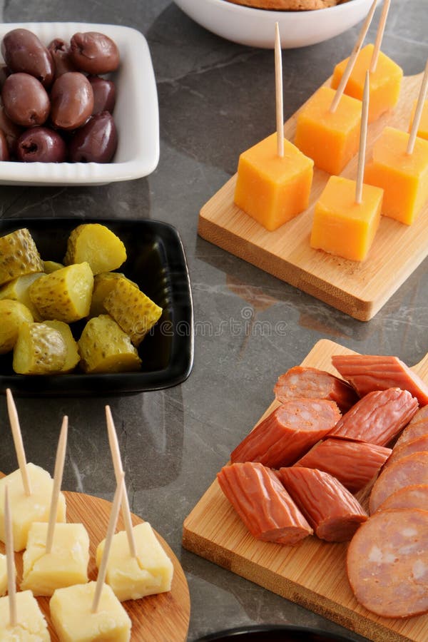 Appetizers on Dark Marble Background Stock Image - Image of dark ...