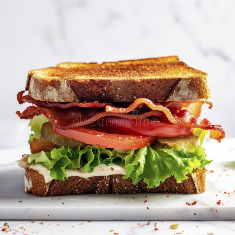 Tasty Bacon Lettuce and Tomato BLT Sandwich with White Background Stock ...