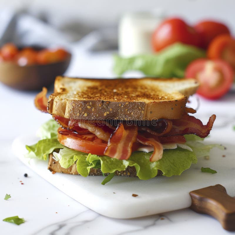 Tasty Bacon Lettuce and Tomato BLT Sandwich with White Background Stock ...