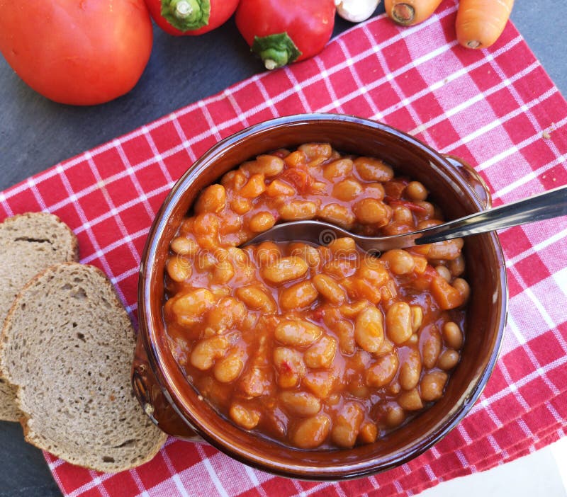 Tasty Baked Beans on Tomato Sauce Stock Photo - Image of sauce, beans ...