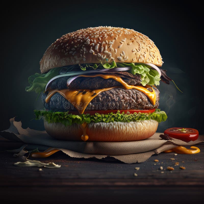Tasty Beef Burger. Illustration Generative AI Stock Illustration ...