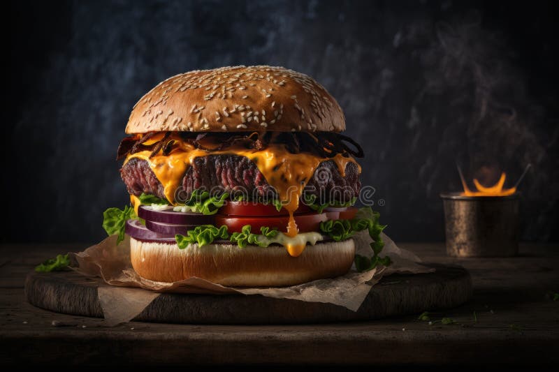 Tasty Beef Burger. Illustration Generative AI Stock Illustration ...