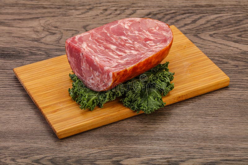 Beef ham piece over board stock photo. Image of delicatessen - 195319784