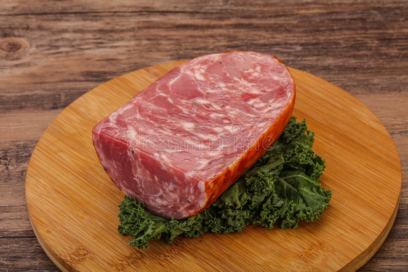 Beef ham piece over board stock photo. Image of beef - 206860724