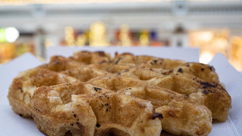 Tasty Belgian Waffle Close-up. Home Made Stock Image - Image of belgian ...