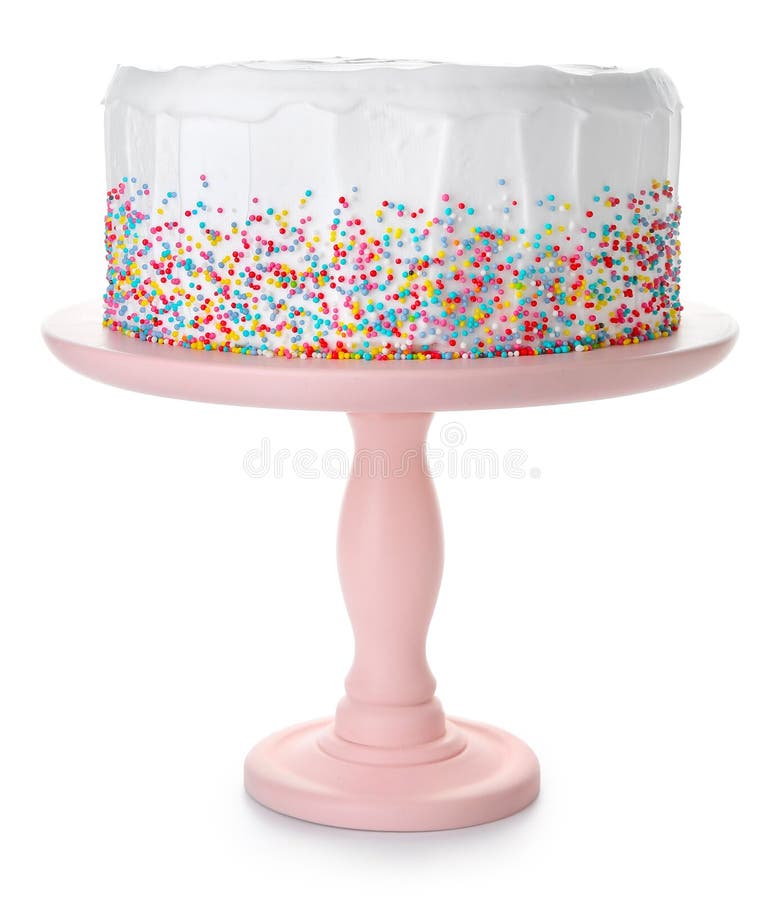 Tasty Birthday Cake on White Background Stock Photo - Image of event ...