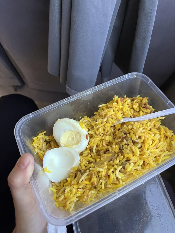 Tasty Biryani with Boiled Eggs in a Container Stock Image - Image of ...