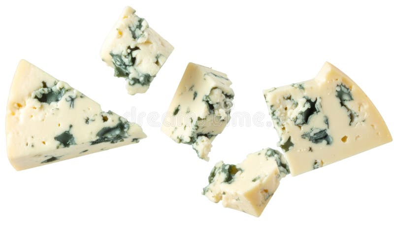 Multiple Blue Cheese Chunks Falling Down Transparent Background Stock ...