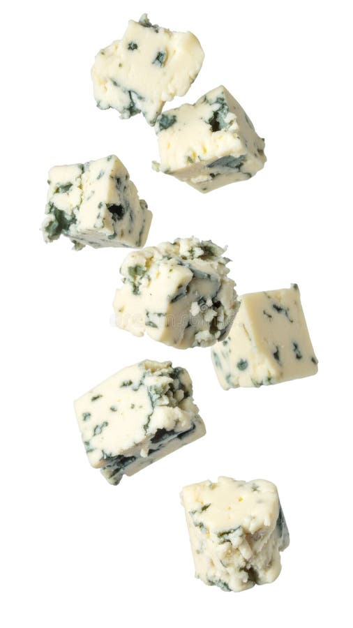Multiple Blue Cheese Crumbles Levitating Transparent Background Stock ...