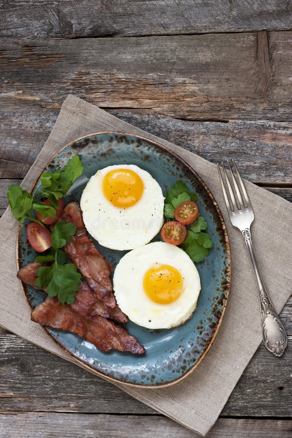 Tasty Breakfast with Fried Eggs Stock Photo - Image of fried, salted ...
