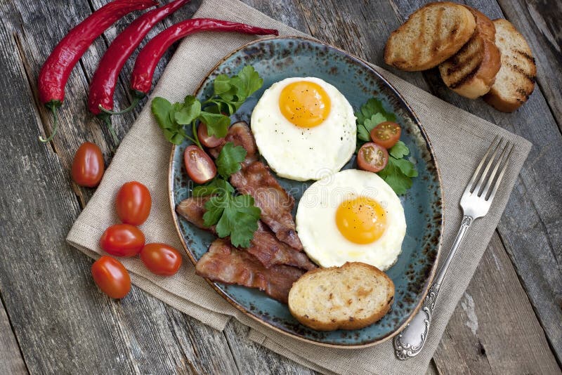 Tasty Breakfast with Fried Eggs Stock Photo - Image of fried, salted ...