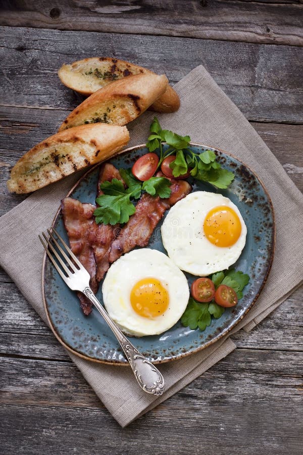 Tasty Breakfast with Fried Eggs Stock Photo - Image of fried, salted ...