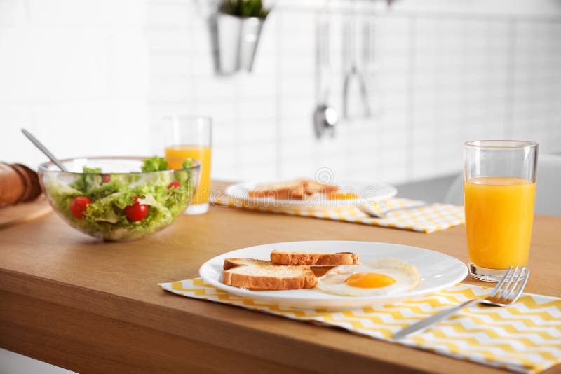 Tasty Breakfast Served on Table in Stock Image - Image of happy ...
